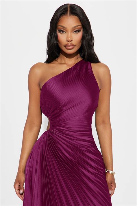 Belle Satin Maxi Dress Magenta Fashion Nova