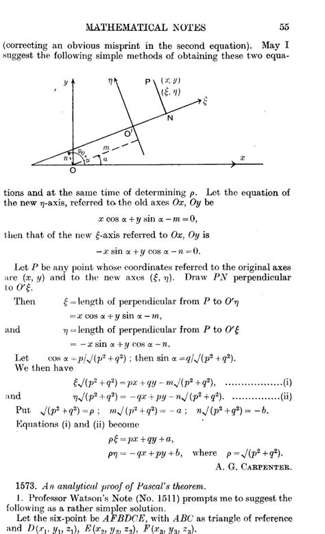 1573 An Analytical Proof Of Pascals Theorem The Mathematical