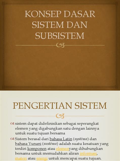 Konsep Dasar Sistem Dan Subsistem Tugas Pdf