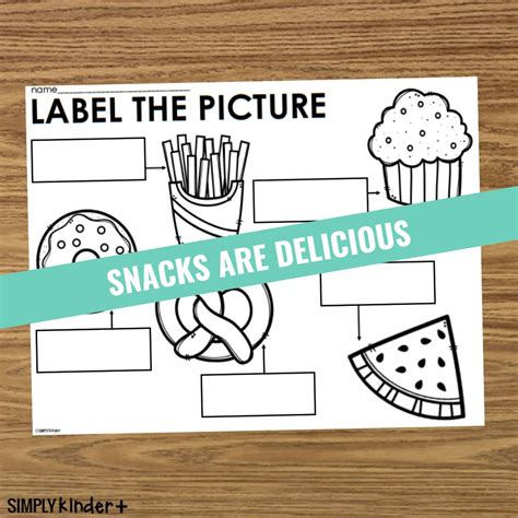Snacks Word Bank Writing Center Simply Kinder Printable Membership