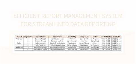 Enhanced Data Reporting With An Efficient Report Management System Excel Template Free