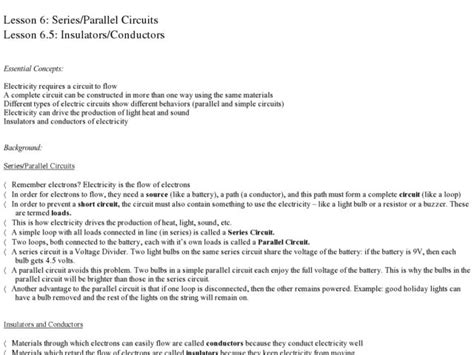 Series Parallel Circuits Lesson Plan For 9th 12th Grade Lesson Planet