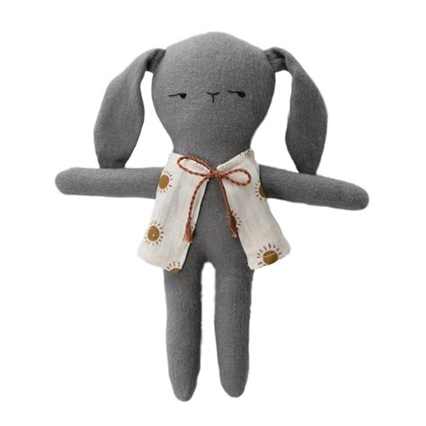 Elliefunday X Rylee Cru Boy Bunny Grey Doll With Sunrise Vest White