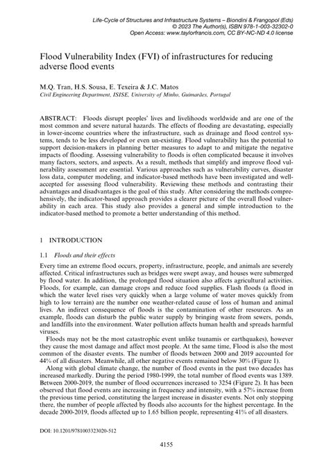 Pdf Flood Vulnerability Index Fvi Of Infrastructures For Reducing