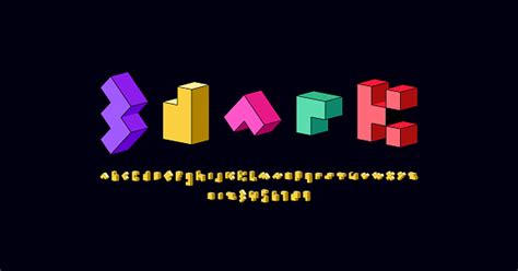 3d 픽셀 글꼴 다채로운 스타일 문자와 숫자로 만든 알파벳 벡터 일러스트 레이 션 10eps 블록쌓기 게임에 대한 스톡 벡터
