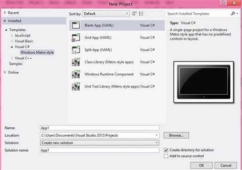 Hello World Windows Store App Using C