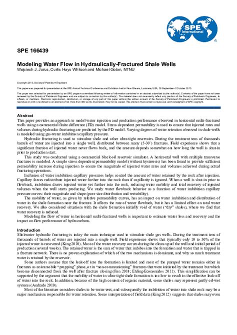 Pdf Modeling Water Flow In Hydraulically Fractured Shale Wells