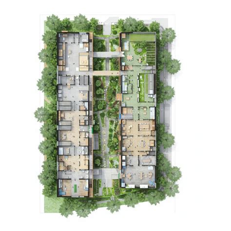 Architectural Floor Plan Illustrating A Rectangular Complex Divided