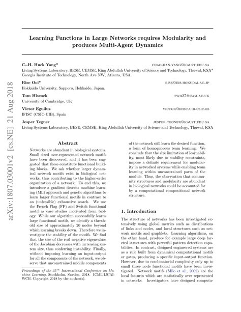 Pdf Learning Functions In Large Networks Requires Modularity And