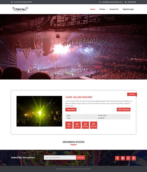 Perfect Day Event Management PHP Script InkThemes