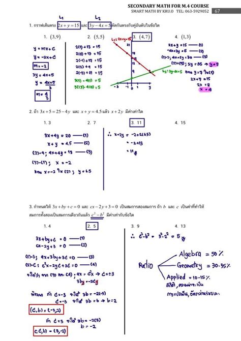สรุป โจทย์ สมการเชิงเส้นสองตัวแปร Smart Math By Kru O Facebook