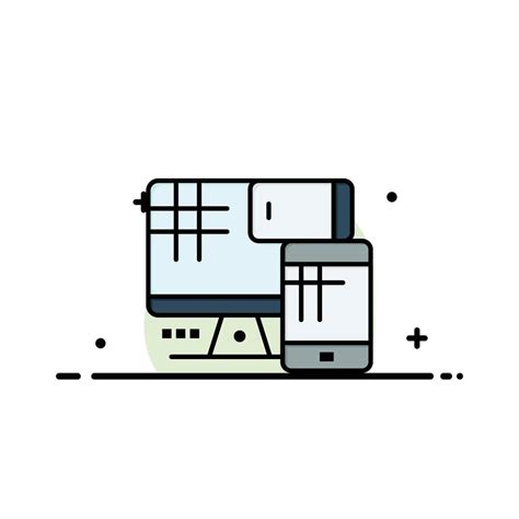 Computer Monitor Cell Education Business Flat Line Filled Icon Vector