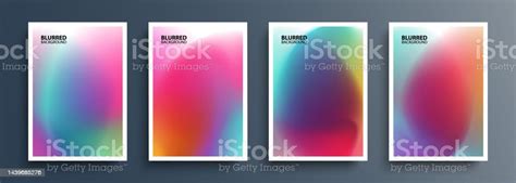 흐릿한 색상 그라디언트가 있는 추상적인 흐릿한 여러 가지 색상의 배경 세트입니다 브로셔 포스터 전단지 및 표지에 대한 밝은 색상 템플릿 컬렉션 그라데이션에 대한 스톡 벡터