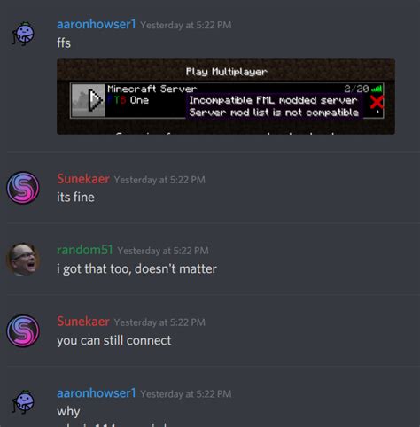 Server List Says Server Mod List Is Not Compatible If The Server Is Missing