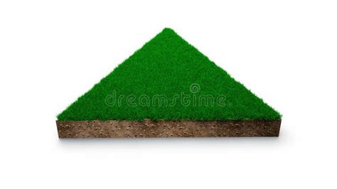 Triangle Shape Soil Land Geology Cross Section With Green Grass Earth