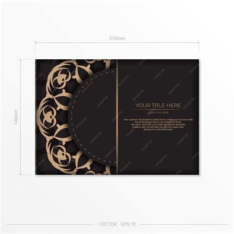 Premium Vector Rectangular Template For Print Design Postcards In Black Color With Luxury