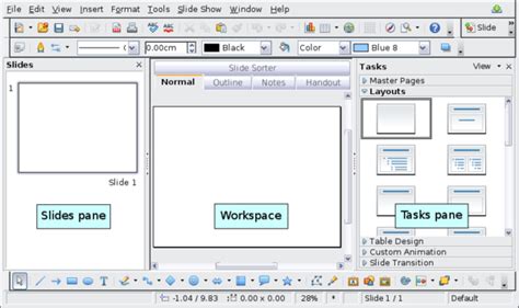 Parts Of The Main Impress Window Apache Openoffice Wiki