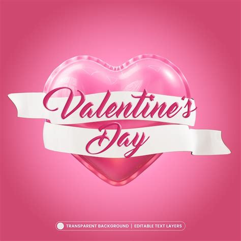 발렌타인의 날 3d 심장 모양 배너 무료 Psd 파일