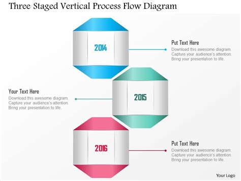 1214 Three Staged Vertical Process Flow Diagram Powerpoint Template