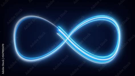 Infinity Symbol Appears Of Multiple Glowing Lines On Black Background From Many Lines Lines