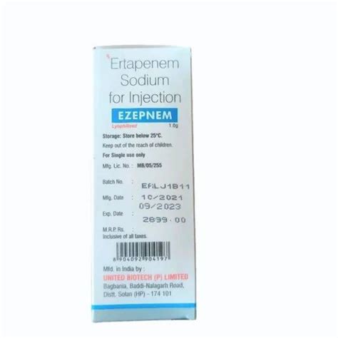 Ertapenem Sodium Injections 1 G At ₹ 1650 Box In Jaipur Id 2855526739373
