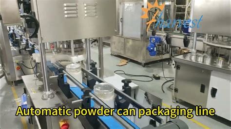 자동 파우더 충진기 플라스틱 캔 밀봉기 라벨링 기계 Youtube