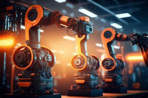 Premium Photo Smart Industry Robot Arm For Factory Production Process Automation Technology