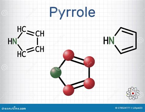 Pyrrole Molecule Structural Chemical Formula Ball And Stick Model