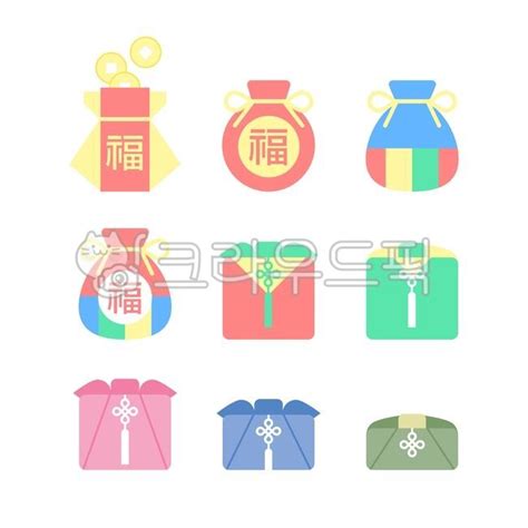 전통 복주머니 보자기 선물 일러스트 사진 이미지 일러스트 캘리그라피 Ofu작가