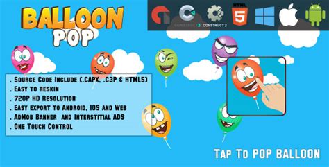 Balloon Pop Html5 Game Web And Mobile Admob Capx C3p And Html5 By Linbeck