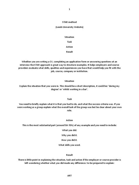 Star Method Pdf Employment Cognition