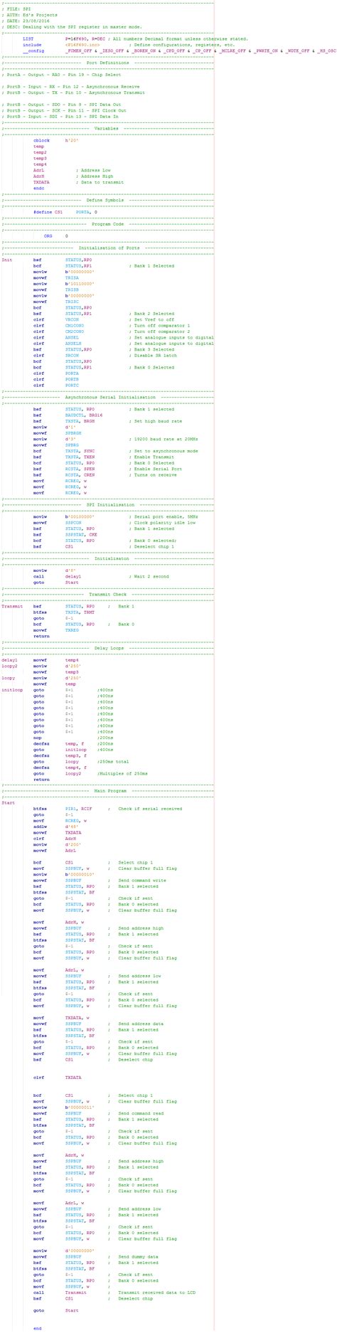 16F690 Microcontrollers 15 SPI