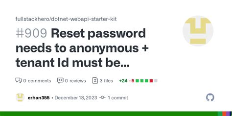 Reset Password Needs To Anonymous Tenant Id Must Be Provided For Us