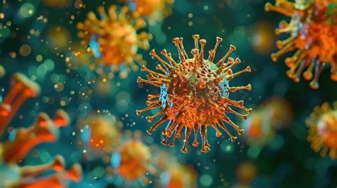 A Microscopic 3d Illustration Of A Virus Particle Showcasing Its Structure And Complexity