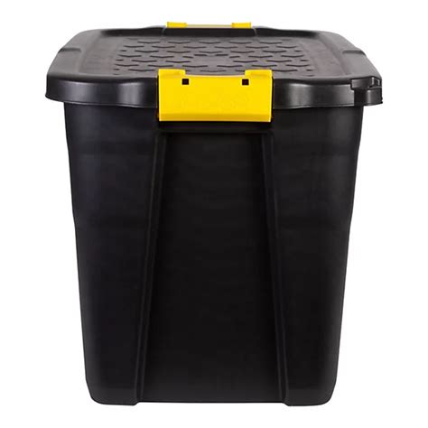 Strata Heavy Duty Black 60l Plastic Stackable Storage Box And Lid