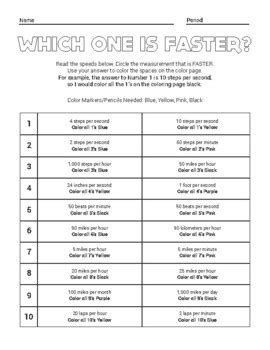 Speed Color By Numbers Worksheet By Brittany Stark TPT