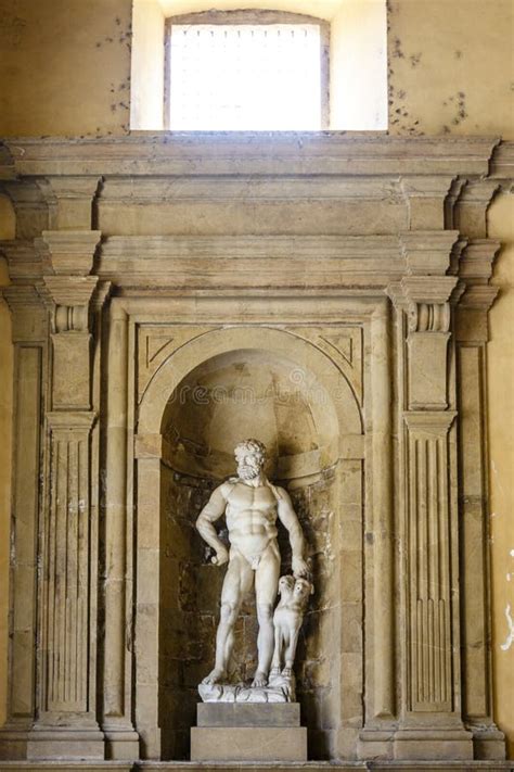 Marble Statue Of A Naked Man Pitti Palace Florence Italy Stock Photo