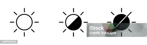 화면 밝기 수준 아이콘입니다 슬라이더 아이콘 조명 조절 노브 디스플레이 밝기 대비 조정 아이콘에 대한 스톡 벡터 아트 및 기타