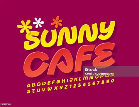 벡터 다채로운 로고 타입 써니 카페 창조적 인 알파벳 문자와 숫자 공휴일에 대한 스톡 벡터 아트 및 기타 이미지 공휴일 관광 리조트 그래픽 프린트 Istock