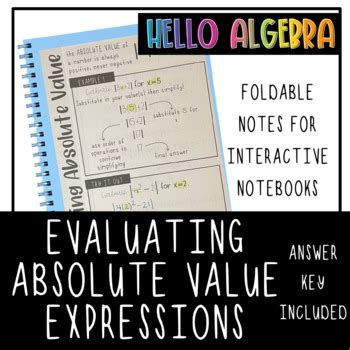 Evaluating Absolute Value Expressions Foldable Notes For Interactive Notebooks