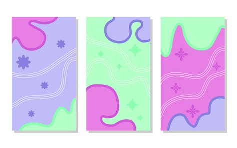 Set Of Fluid Abstract Pastel Color Portrait Background Pink Soft Blue And Green Simple Flat