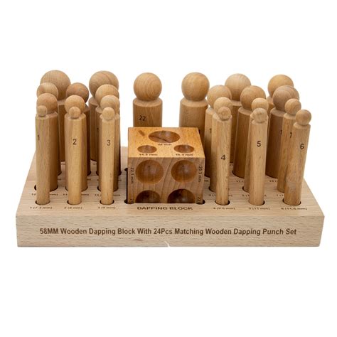 Wooden Dapping Set Of 24 Jewel Tec