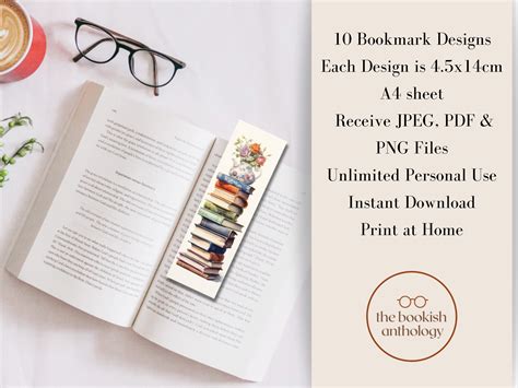 Vintage Romantic Book Stack Printable Bookmarks Romance Bookmarks Book