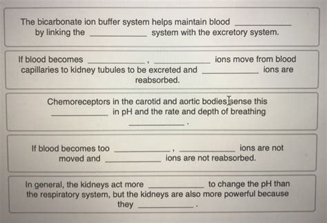 Solved The Bicarbonate Ion Buffer System Helps Maintain