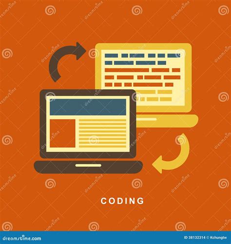 Flat Design Concept Of Process Web Page Coding Stock Vector