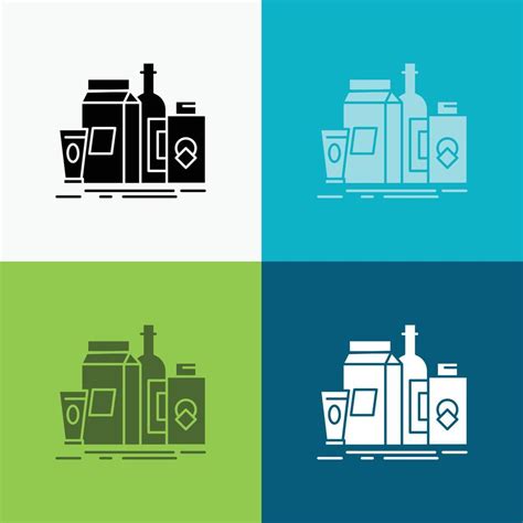 Packaging Branding Marketing Product Bottle Icon Over Various Background Glyph Style Design