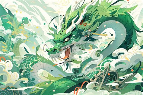 绿色的手绘龙插画图片下载 正版图片601028851 摄图网