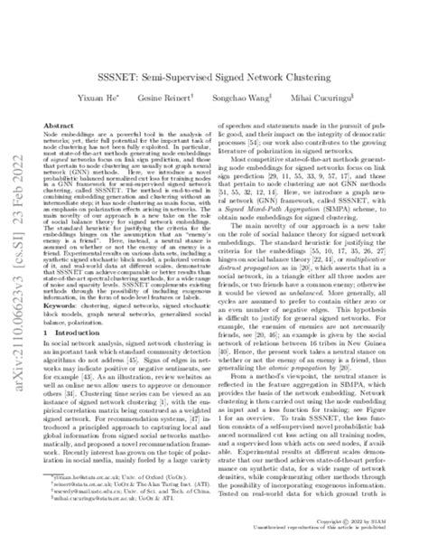 Pdf Sssnet Semi Supervised Signed Network Clustering