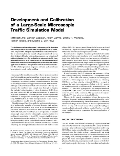 Pdf Development And Calibration Of A Large Scale Microscopic Traffic Simulation Model