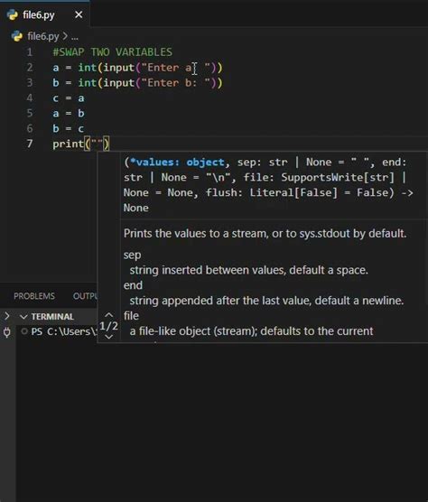 Swap Two Variables Using Python With The Help Of A 3rd Variable